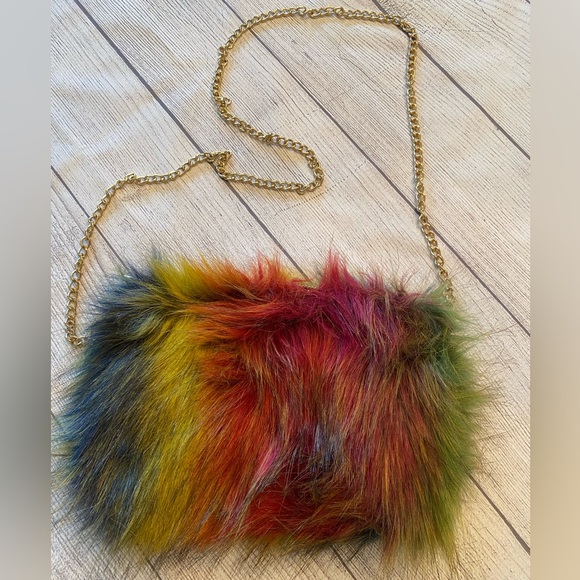 Source Unknown | Bags | Rainbow Faux Fur Bag | Poshmark